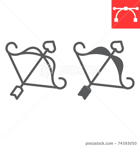 Cupid bow line and glyph icon, valentines day... - Stock Illustration ...