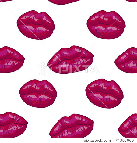Vector seamless background. lips prints - Stock Illustration [74393069 ...
