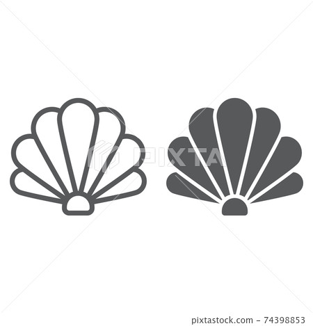 Shell line and glyph icon, ocean and beach,...-插圖素材 [74398853] - PIXTA圖庫