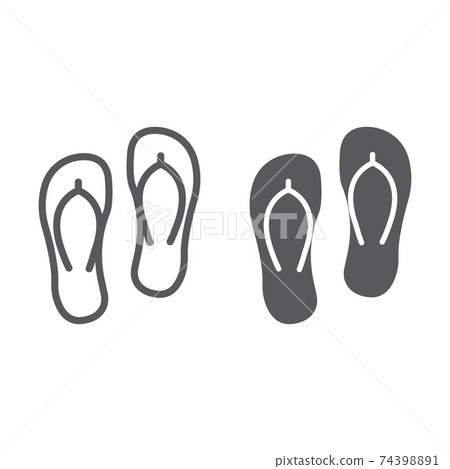 Flip flops line and glyph icon, summer and... - Stock Illustration ...