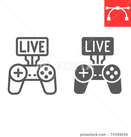 Game streaming line and glyph icon, video games... - Stock Illustration ...
