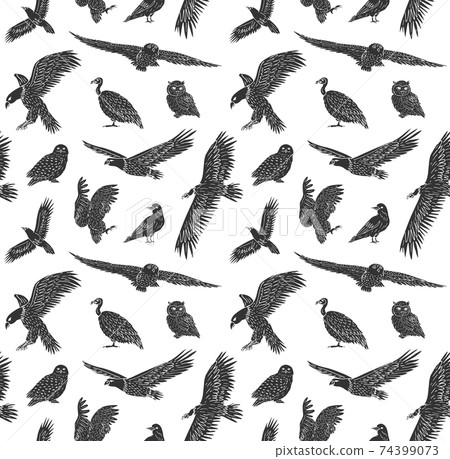 Vector seamless pattern of predator bird - Stock Illustration [74399073 ...