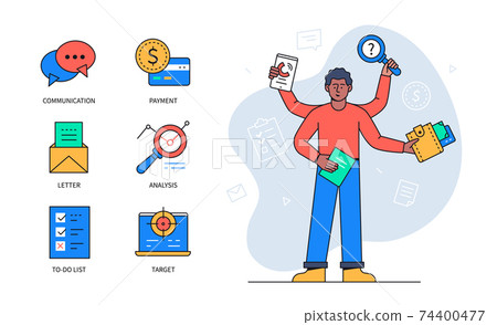 Multitasking concept - colorful flat design... - Stock Illustration ...