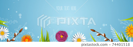 Spring sale banner with flowers. Banner perfect...-插圖素材 [74401518 ...