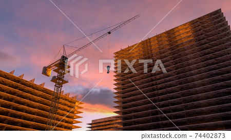 High building under construction. Side with... - Stock Illustration ...