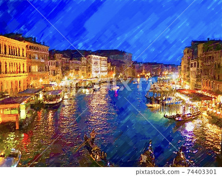 Night view of Venice, Italy - Stock Illustration [74403301] - PIXTA