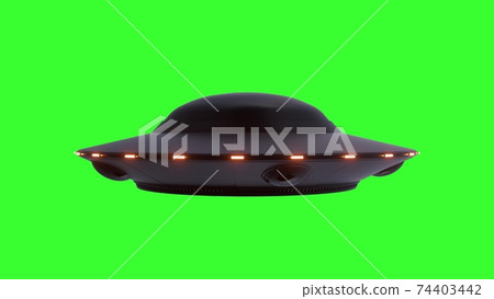Realistic UFO with RED lights on Green Screen... - Stock Illustration ...