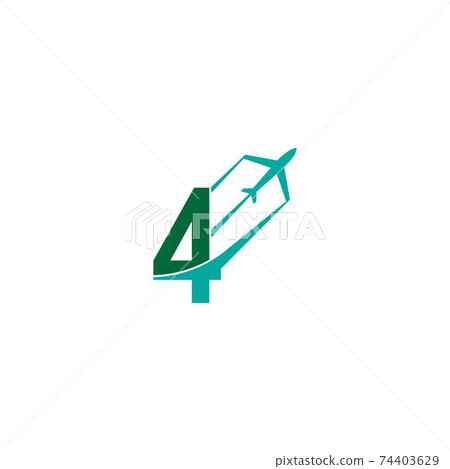 Number 4 with plane logo icon design vector - Stock Illustration ...