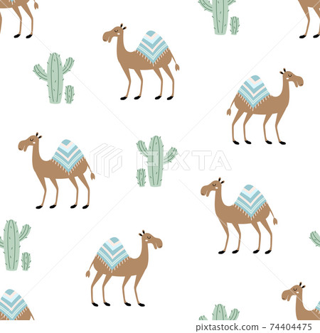 seamless pattern with cute camel, vector...-插圖素材 [74404475] - PIXTA圖庫