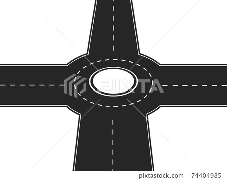 Four way crossroad with round platform in... - Stock Illustration ...