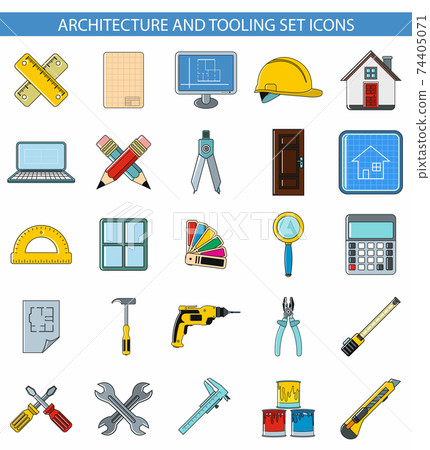 Architecture and tooling set icons - Stock Illustration [74405071] - PIXTA