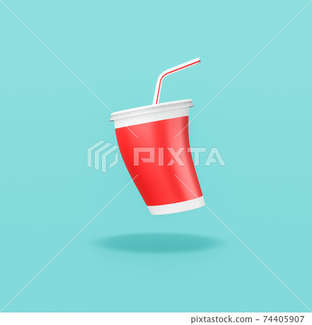Red Fast Food Drinking Cup with Straw on Blue... - Stock Illustration ...