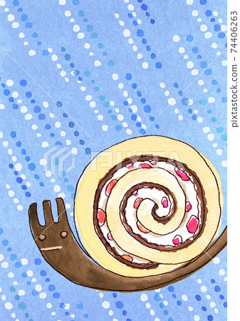 Swiss roll snail and rain watercolor illustration - Stock Illustration ...