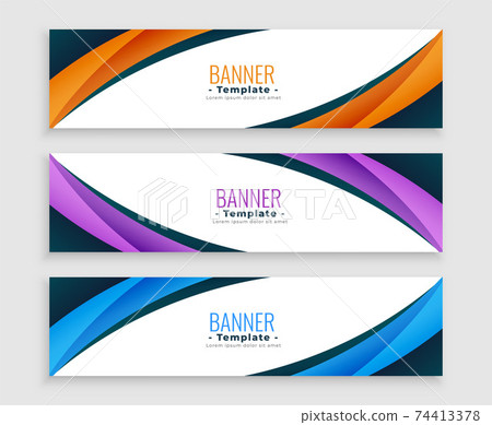 abstract wave curve business web banners set - Stock Illustration ...