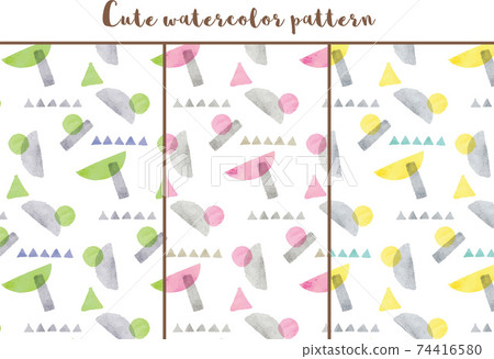 Cute watercolor pattern_seamless_set 02 - Stock Illustration [74416580 ...
