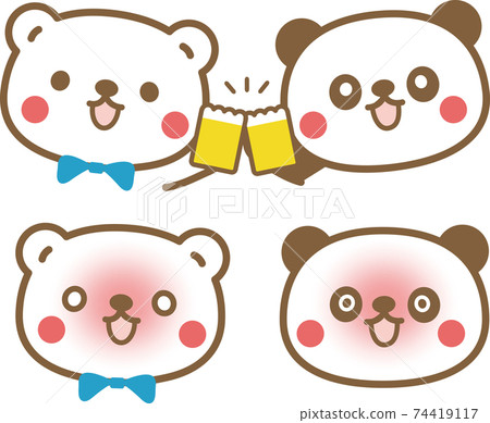Bear and panda drinking beer - Stock Illustration [74419117] - PIXTA