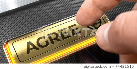 Agree - Message on Gold Keyboard Button. 3D.-插圖素材 [74421510] - PIXTA圖庫