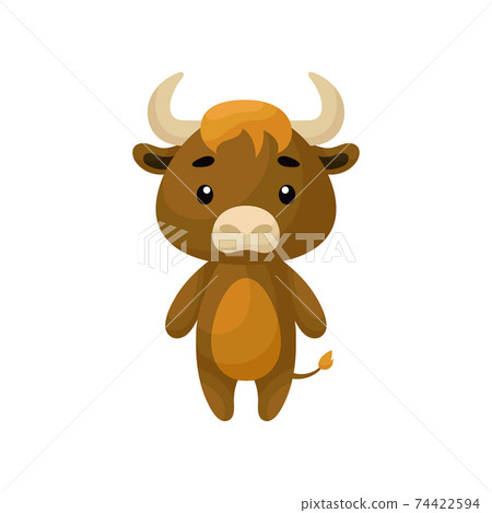 Cute little musk-ox on white background.... - Stock Illustration ...