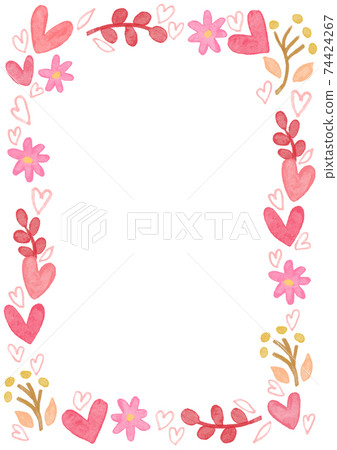 Heart and flower frame - Stock Illustration [74424267] - PIXTA