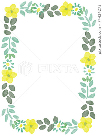 Leaf and flower frame botanical - Stock Illustration [74424272] - PIXTA