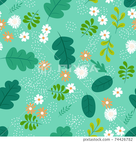 Seamless Pattern Background with Simple Flower... - Stock Illustration ...