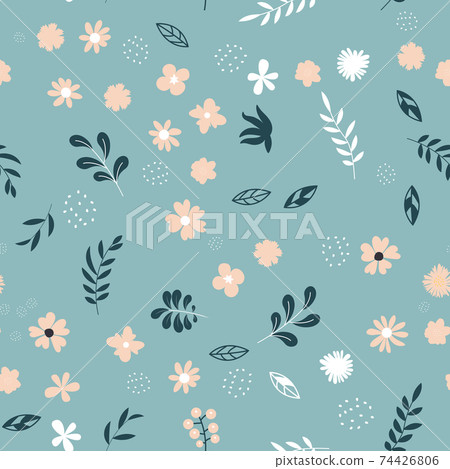 Seamless Pattern Background with Simple Flower... - Stock Illustration ...