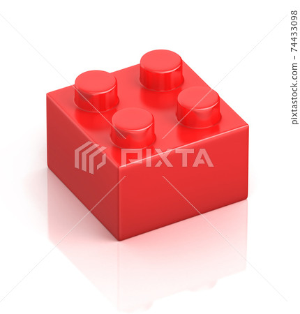 single red building block isolated on white - Stock Illustration ...