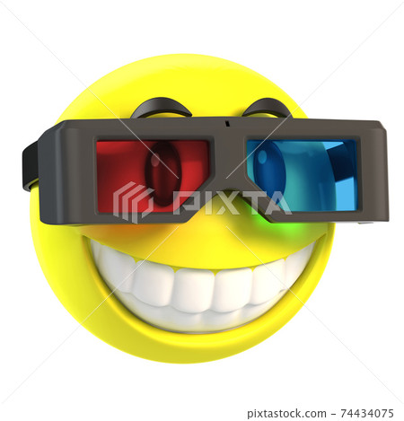 Emoji with 3d glasses isolated on white...-插圖素材 [74434075] - PIXTA圖庫