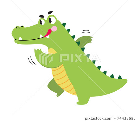 Cute Crocodile Running in Hurry, Funny... - Stock Illustration ...