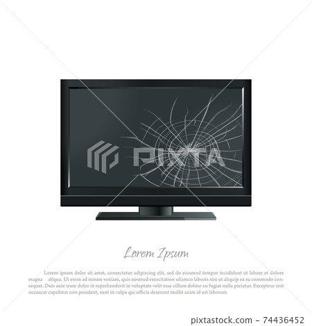 Broken computer monitor. Screen cracked.... - Stock Illustration ...