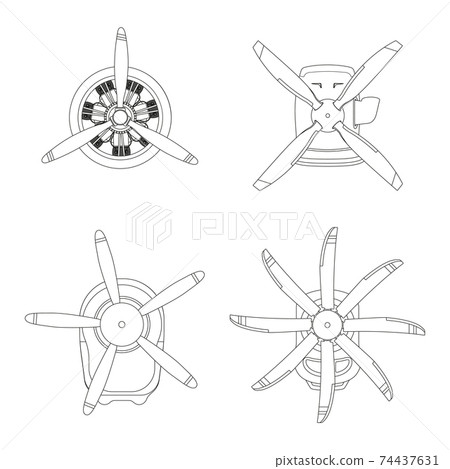Aircraft engine in outline style. Contour...-插圖素材 [74437631] - PIXTA圖庫