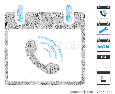 Line Collage Phone Call Calendar Day Icon - Stock Illustration ...