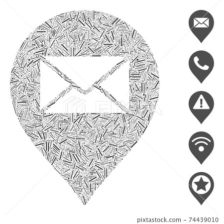 Hatch Collage Mail Letter Marker Icon - Stock Illustration [74439010 ...