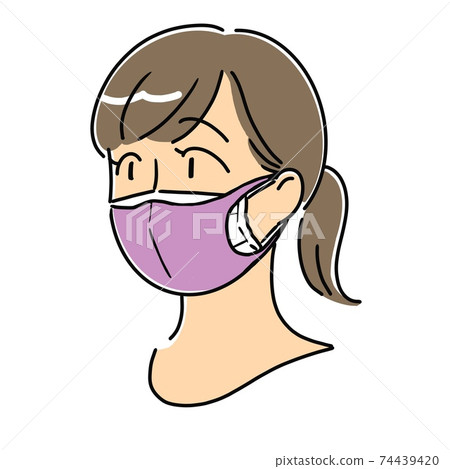 Illustration of a woman wearing a double mask - Stock Illustration ...