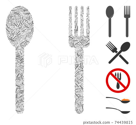 Dash Collage Fork and Spoon Icon - Stock Illustration [74439815] - PIXTA