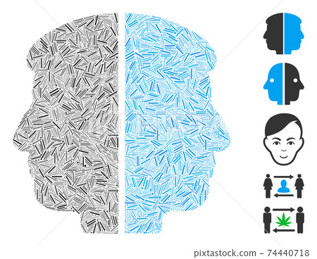 Line Collage Dual Face Icon - Stock Illustration [74440718] - PIXTA