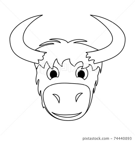 Outline cartoon yak isolated on white... - Stock Illustration [74440893 ...