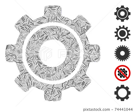 Line Collage Cog Icon - Stock Illustration [74441044] - PIXTA