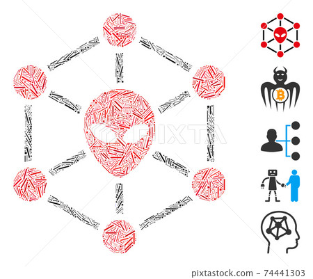 Line Collage Alien Network Icon - Stock Illustration [74441303] - PIXTA