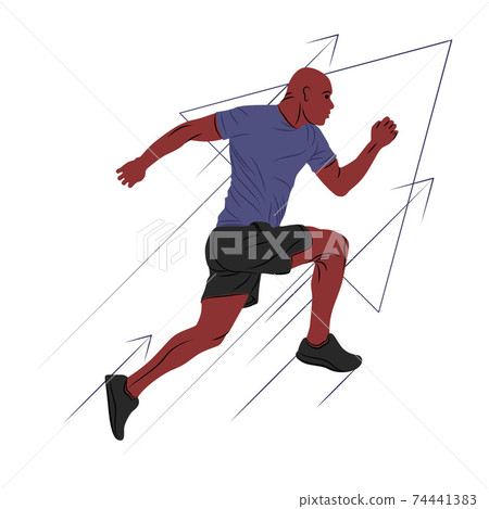 Vector jumping man in shadow of sharp lines style - Stock Illustration ...