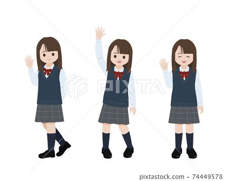 Student girl student beautiful girl waving bye... - Stock Illustration ...