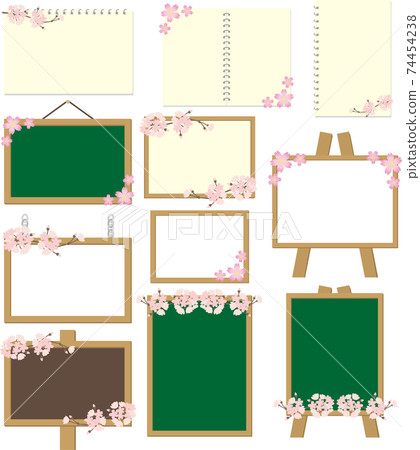 Cherry sign background frame material set - Stock Illustration ...