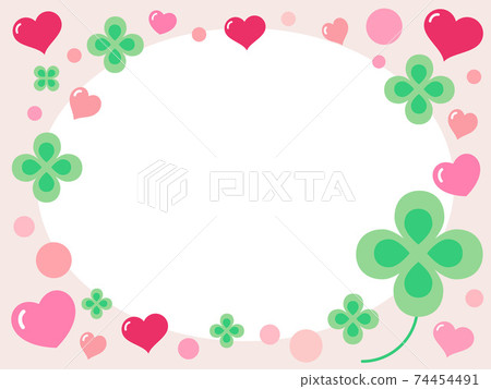 Pink frame with cute heart and clover - Stock Illustration [74454491 ...