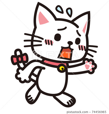 White cat rushing to chase - Stock Illustration [74456965] - PIXTA