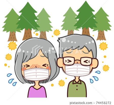Senior men and women pollinosis - Stock Illustration [74458272] - PIXTA