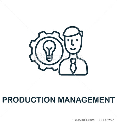 Production Management icon. Simple line element... - Stock Illustration ...