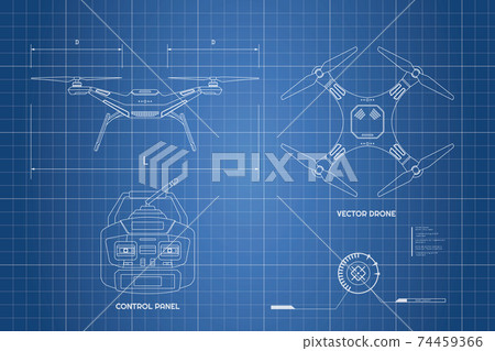 Drawing of drone. Industrial blueprint The... - Stock Illustration ...