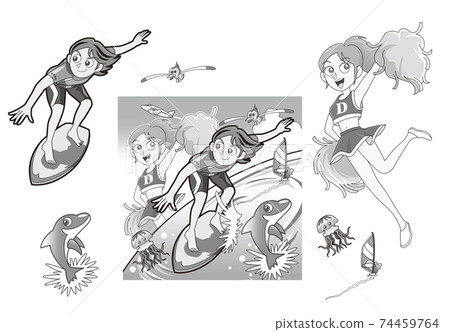 Surfing. Cheer Girl - Stock Illustration [74459764] - PIXTA