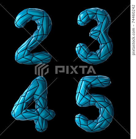 Number set 2, 3, 4, 5 made of blue color plastic. - Stock Illustration ...