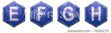 Set of public road signs in blue color with a... - Stock Illustration ...